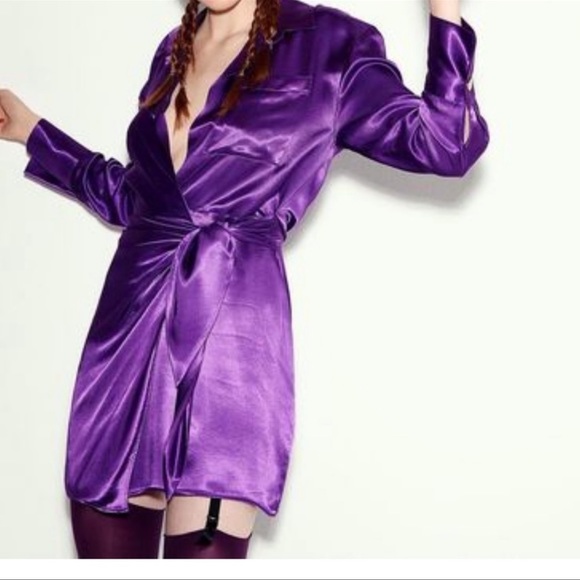 Zara | Dresses | Zara Satin Effect Wrap Dress | Poshmark